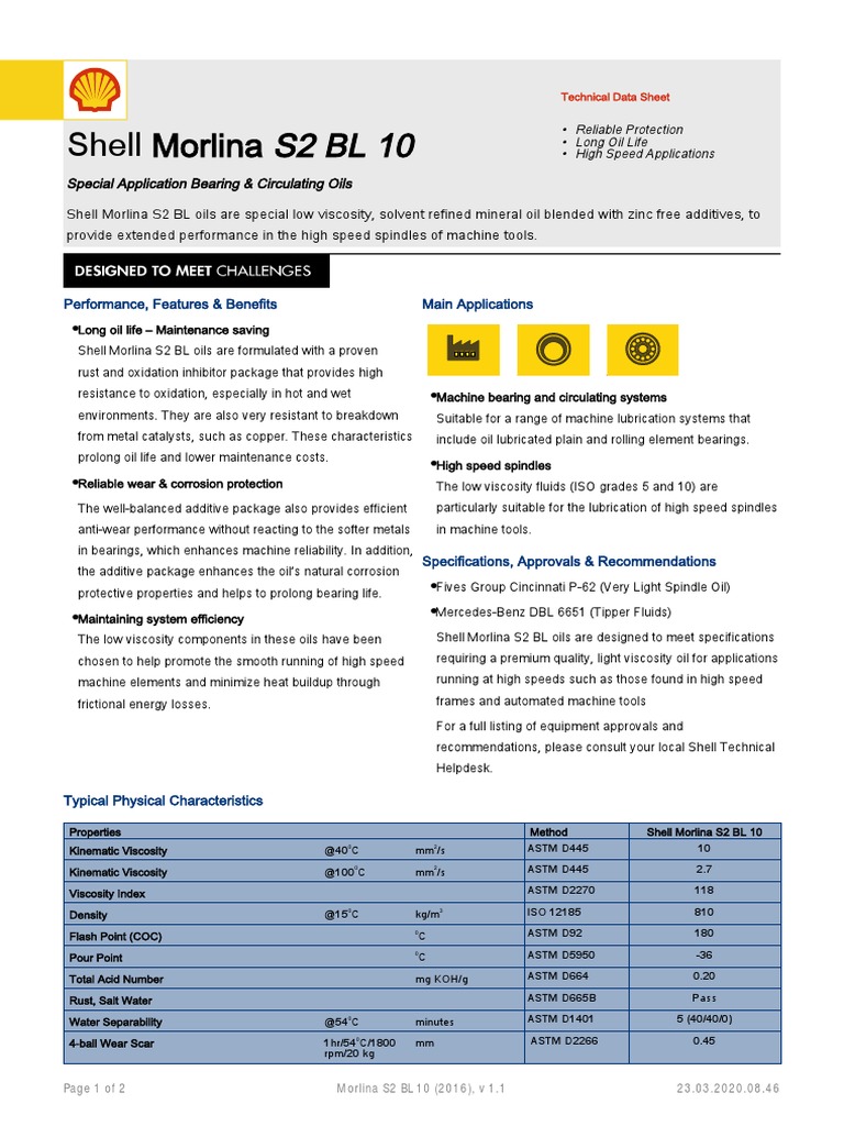 Shell Morlina s2 BL 10 France Tds | PDF | Corrosion | Rust