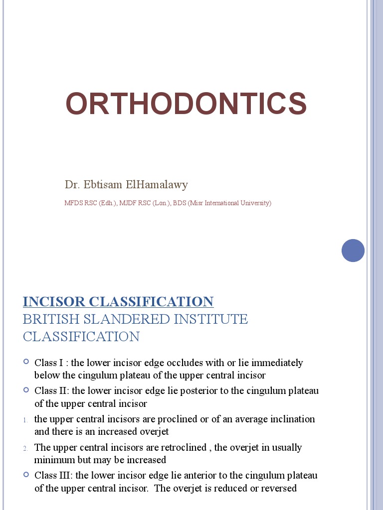 Orthodontic Classification and Indices Guide | PDF | Dentistry Branches ...