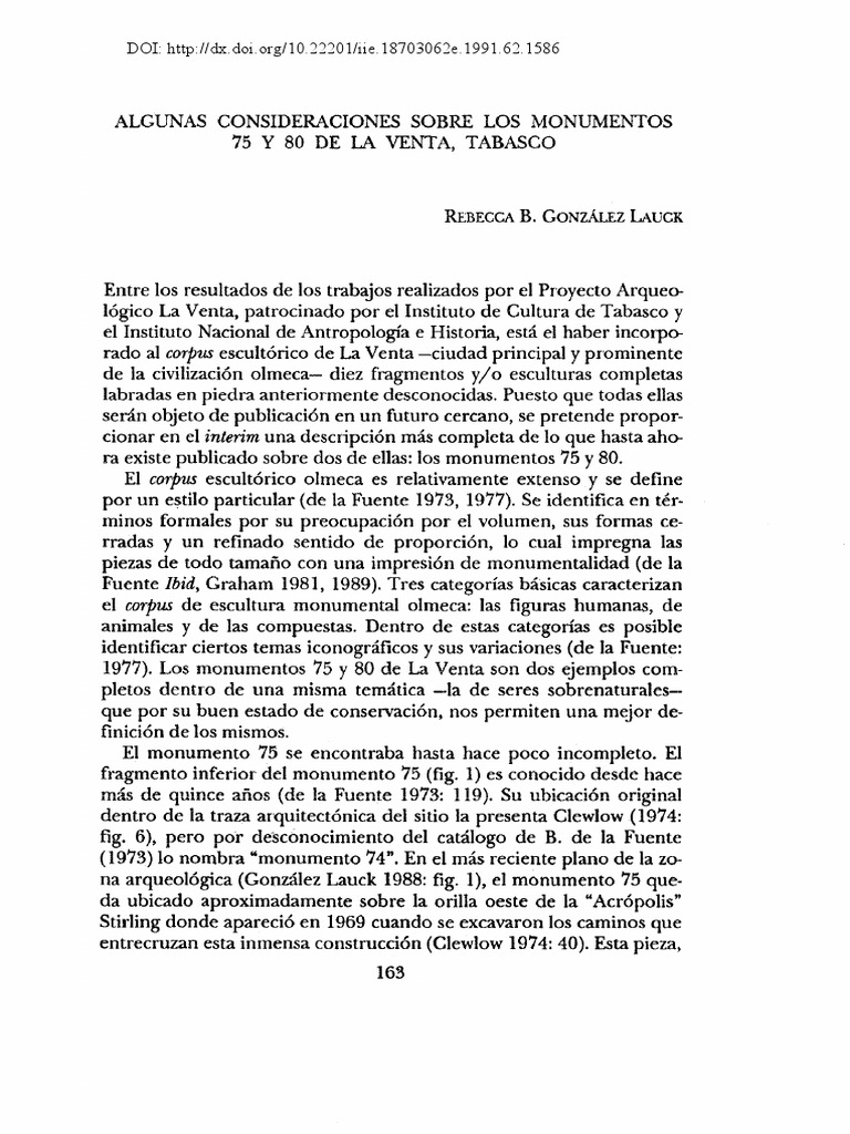 Algunas Consideraciones Sobre Los Monumentos 75 y 80 de La Venta ...