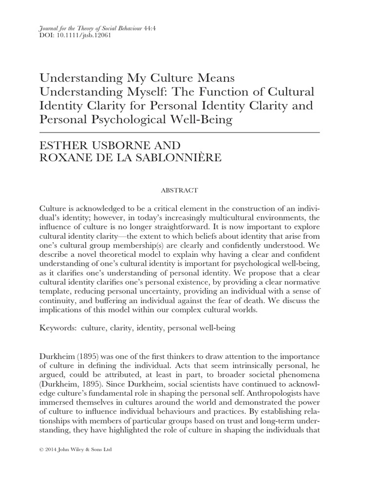 Usborne 2014 | PDF | Identity (Social Science) | Self Esteem