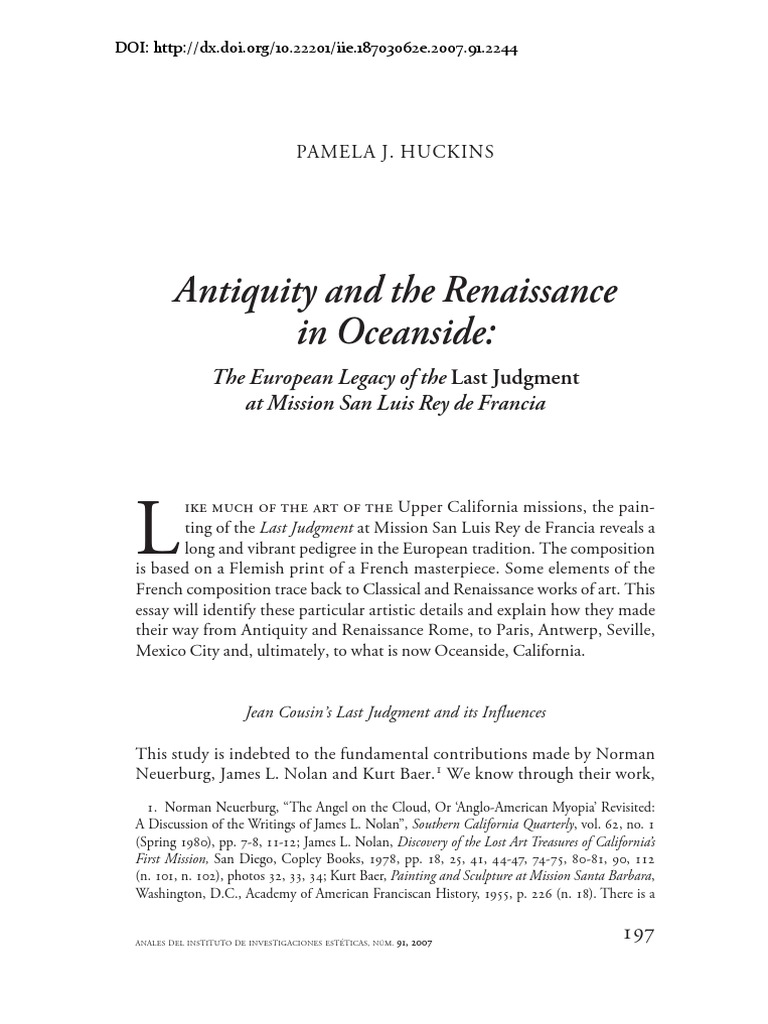 Antiquity and The Renaissance in Oceanside The European Legacy of The ...