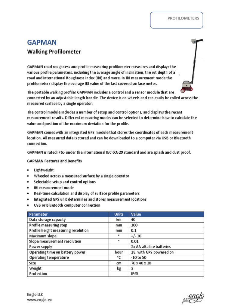 GAPMAN ENGLO Walking Profilometer | PDF | Computer Engineering | Computing