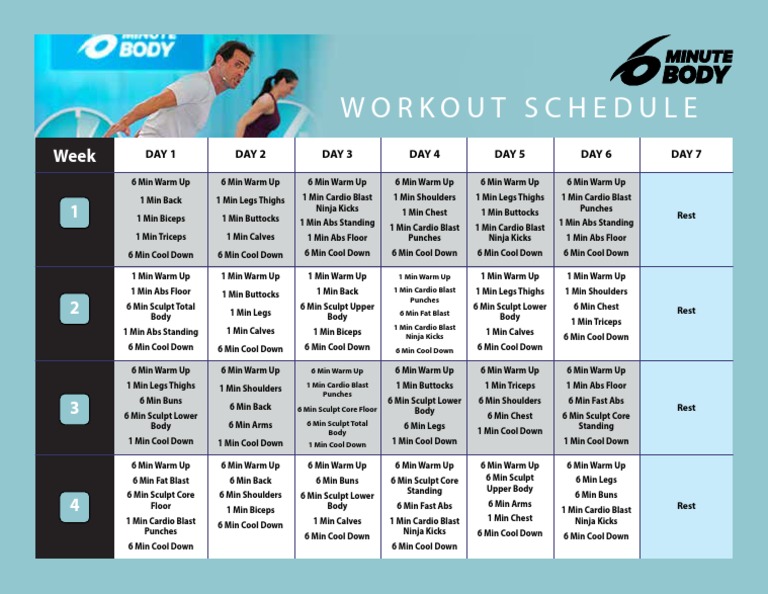 6 Minute Body Schedule | PDF | Human Anatomy | Physical Exercise