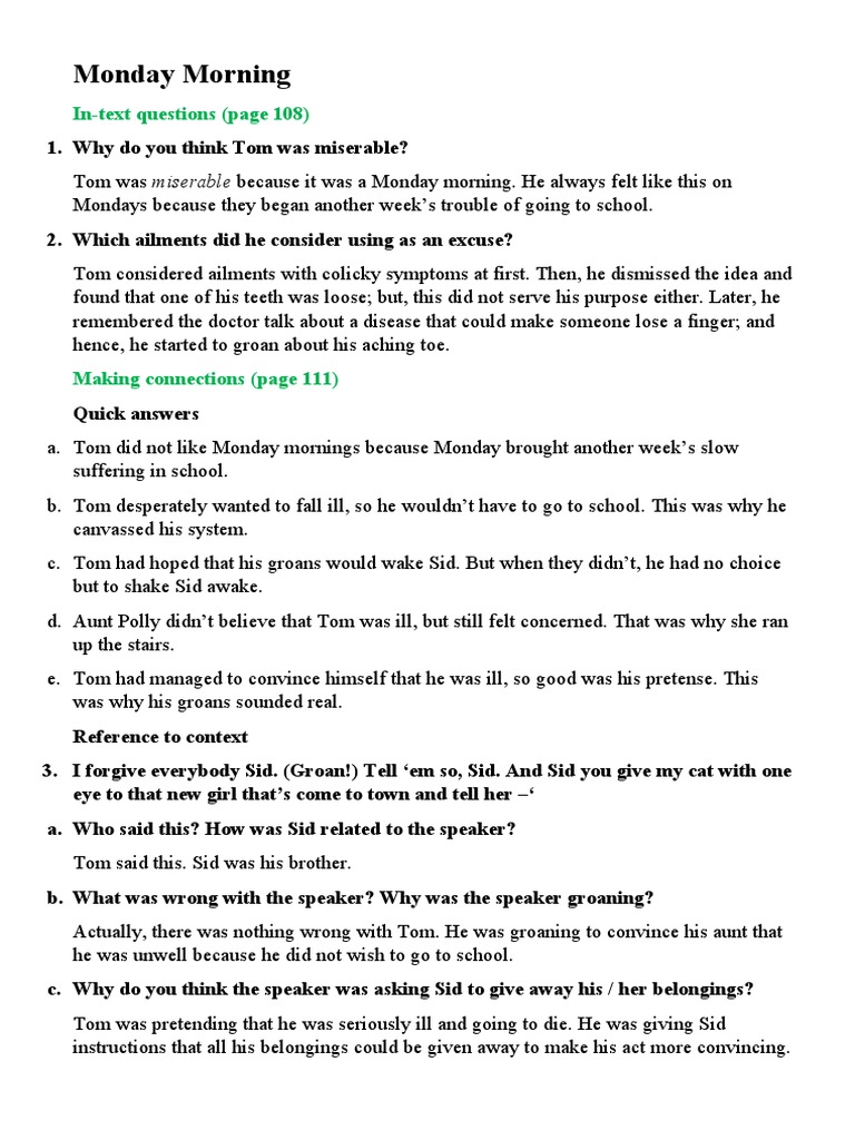 Monday Morning - Notes | PDF