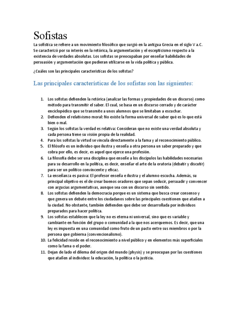 Sofistas | PDF | Relativismo | Verdad