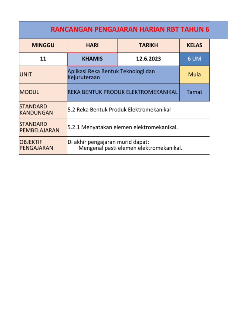 RBT Tahun 6: Elemen Elektromekanikal | PDF | Teknologi & Rekayasa