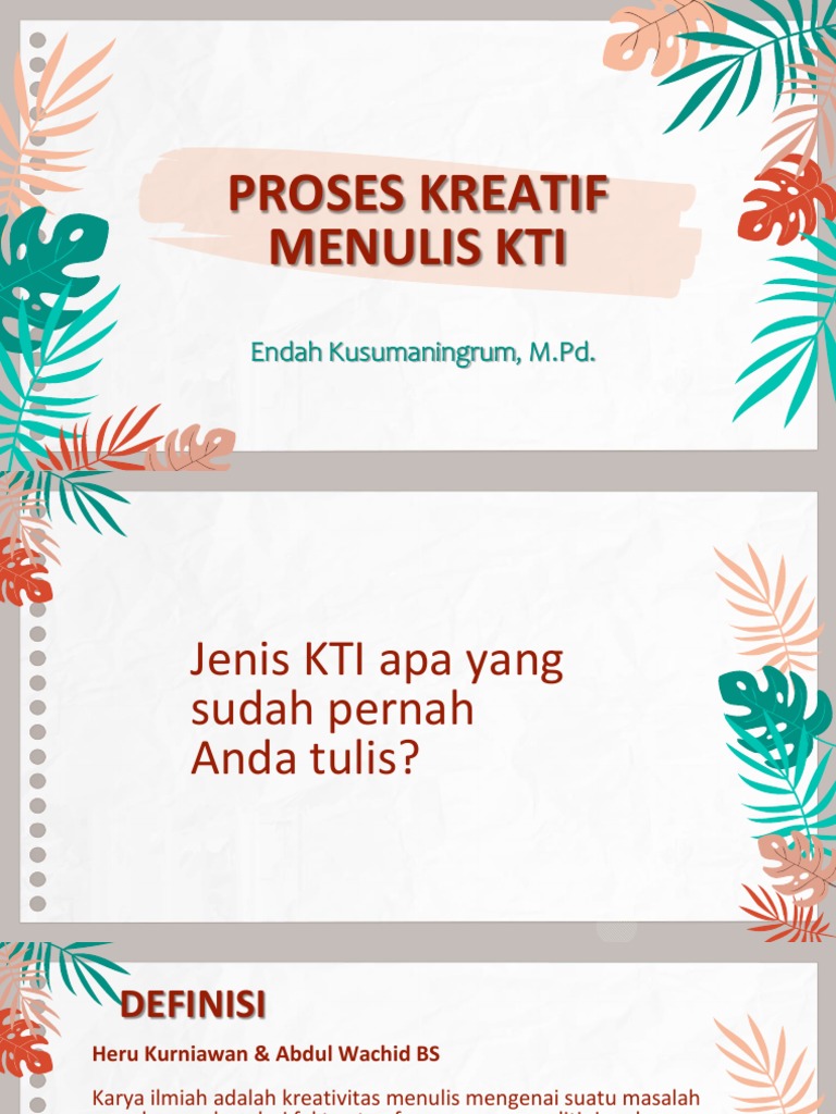 Materi Proses Kreatif Menulis Kti | PDF