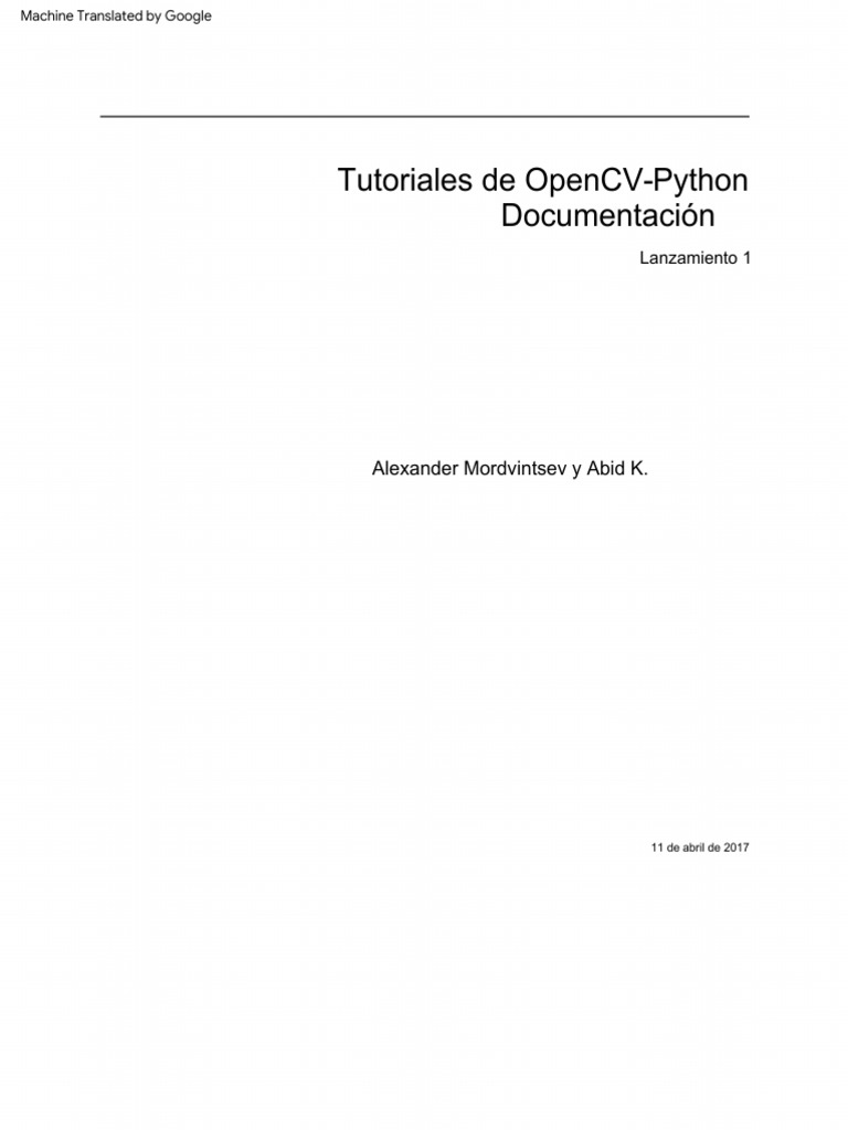 OpenCV Python Tutorials Alexander Mordvintsev v1 SP | PDF | Python (lenguaje de programación ...