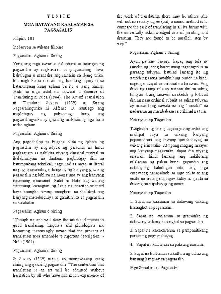 Yunit 2 Handouts Fil103 | PDF