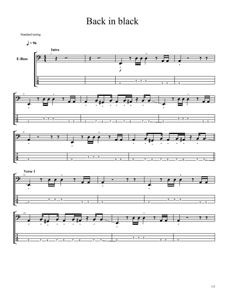 Acdc - Back In Black (bass).pdf | PDF | Song Structure | Songs