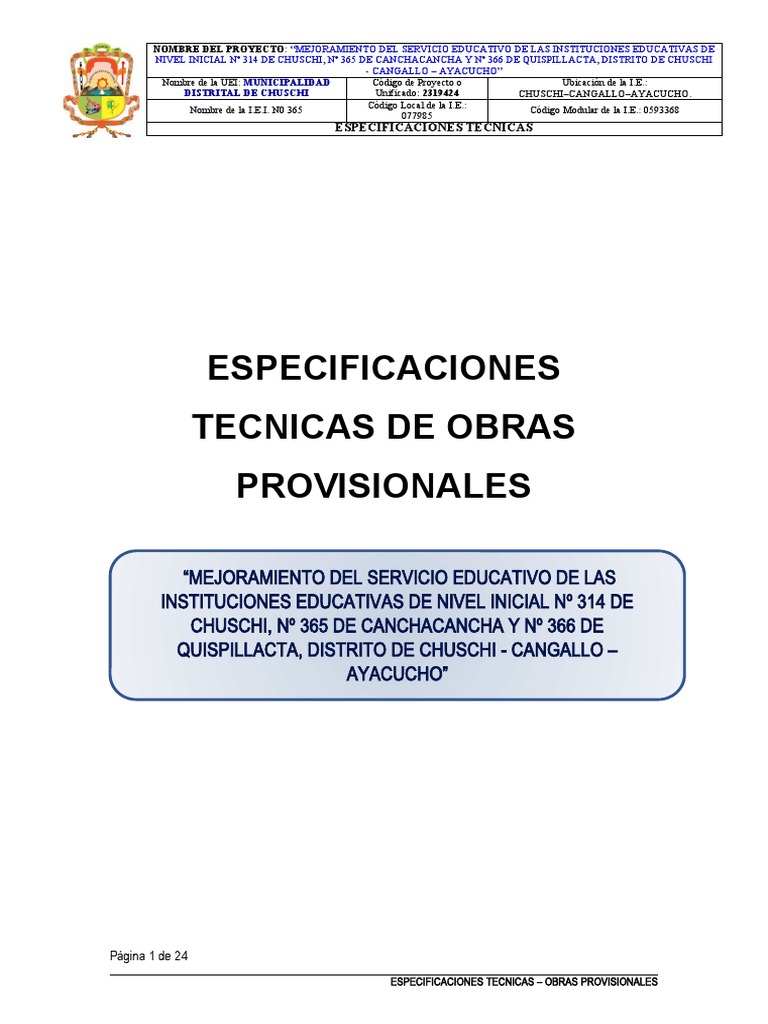 1.1. - Ee TT Obras Provisionales | PDF | Topografía | Hormigón