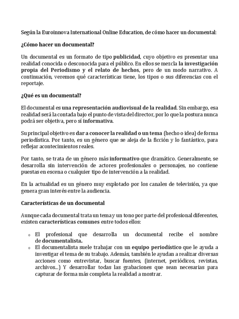 Guía Completa para Crear Documentales | PDF