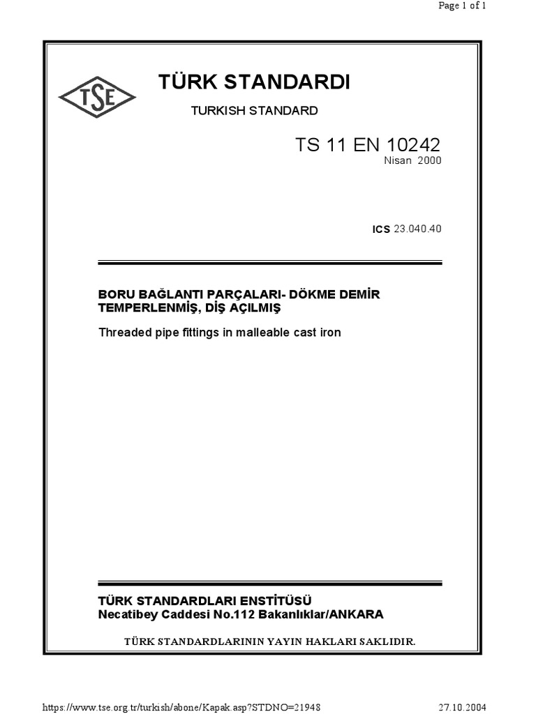 TS 11 EN 10242 | PDF