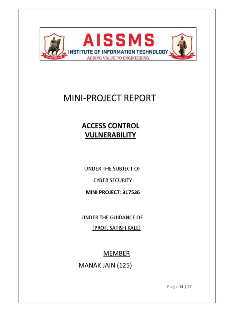 Cyber Security Mini Project-MANAK | PDF | Information Security | Access Control