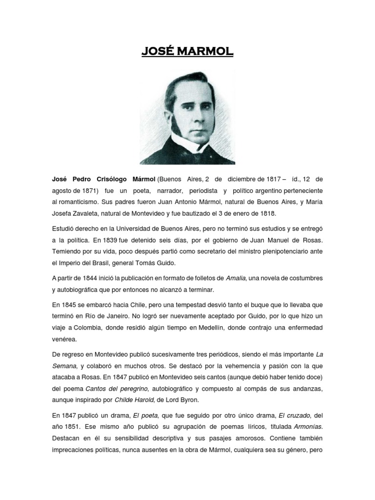 Biografía y obras de José Mármol | PDF