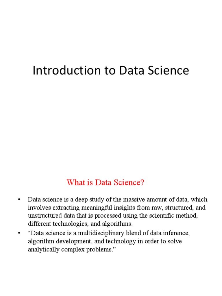 Introduction To Data Science | PDF | Business Intelligence | Data