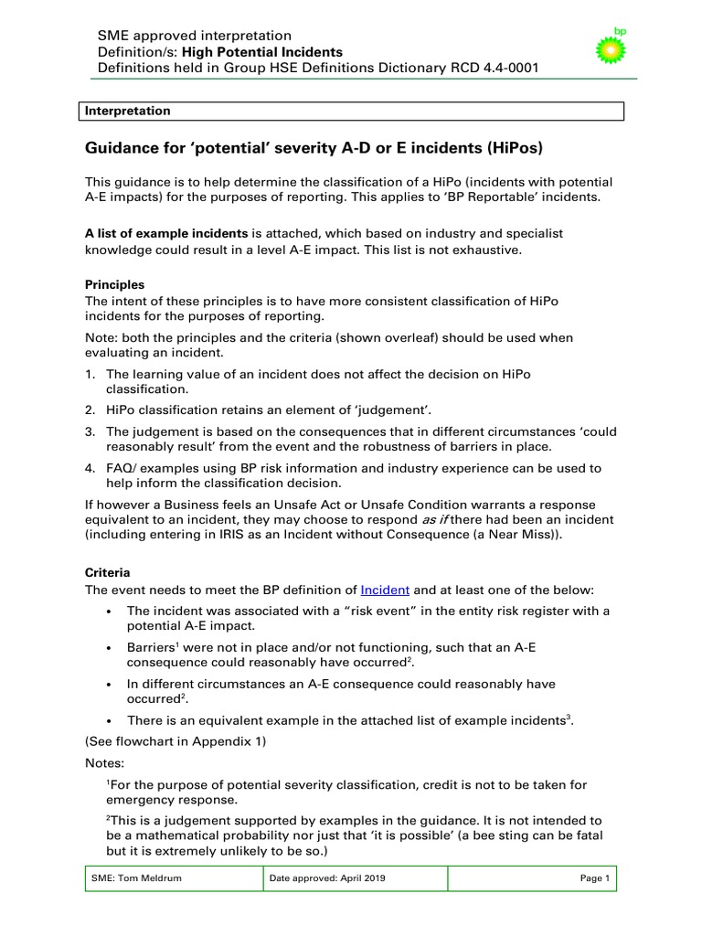 Guidance For Potential Severity A-E Incidents (HiPo) | PDF | Traffic ...