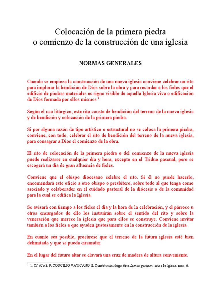 COLOCACION DE LA PRIMER PIEDRA | PDF | Misa (liturgia) | Bendición