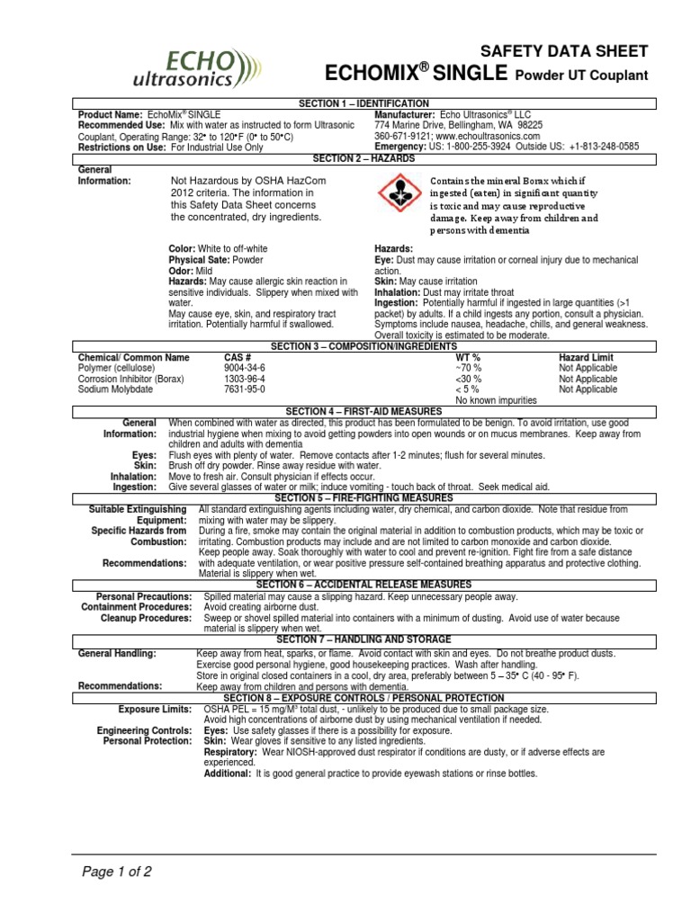EchoMix Single SDS 1.06.22 | PDF
