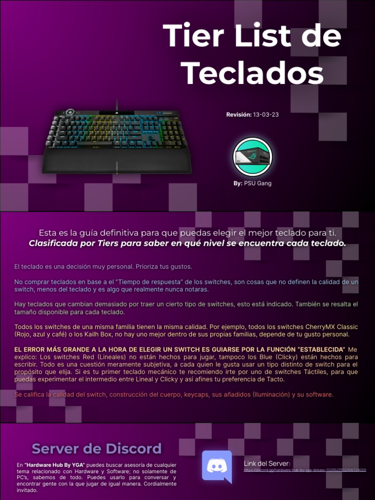 P - Tier List de Teclados | PDF | Electrónica | Hardware de la computadora