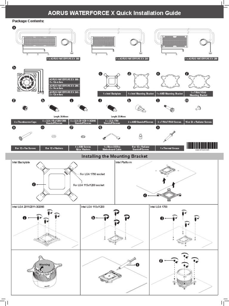 Cooler Manual Aorus Waterforce X | PDF | Computer Hardware | Computer Architecture