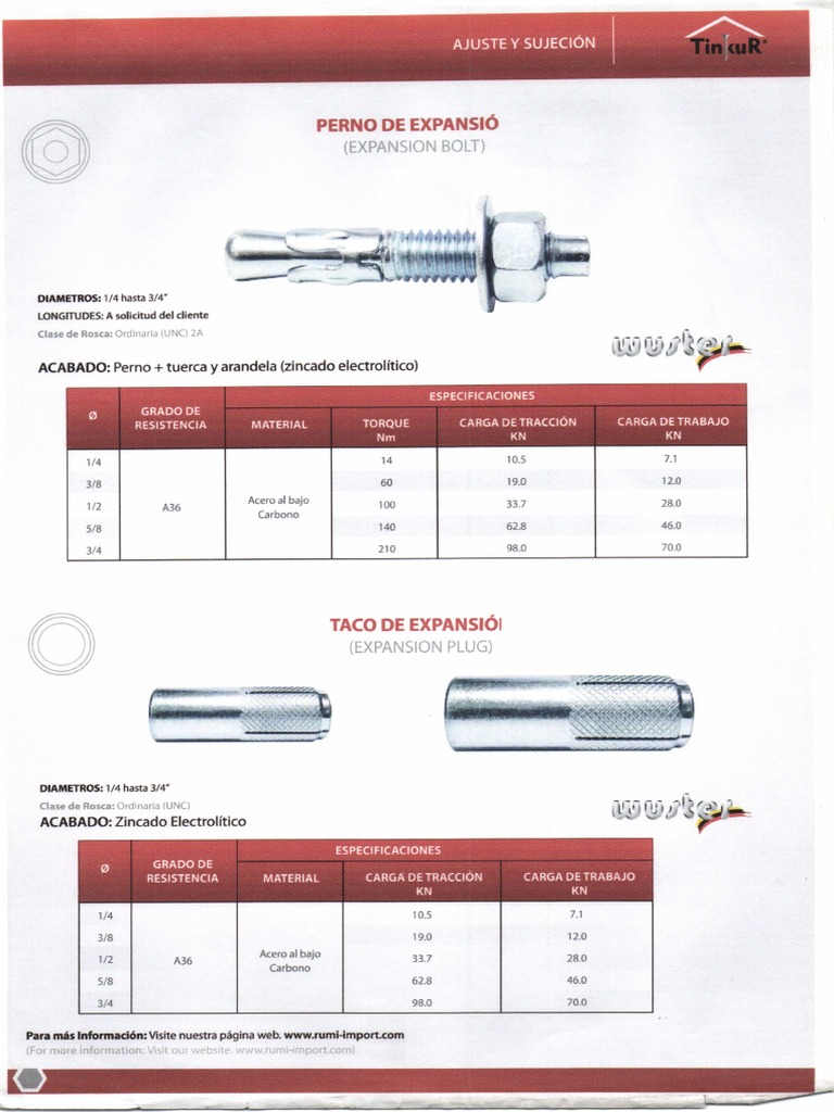 FICHA TECNICA - TACOS DE EXPANSION | PDF