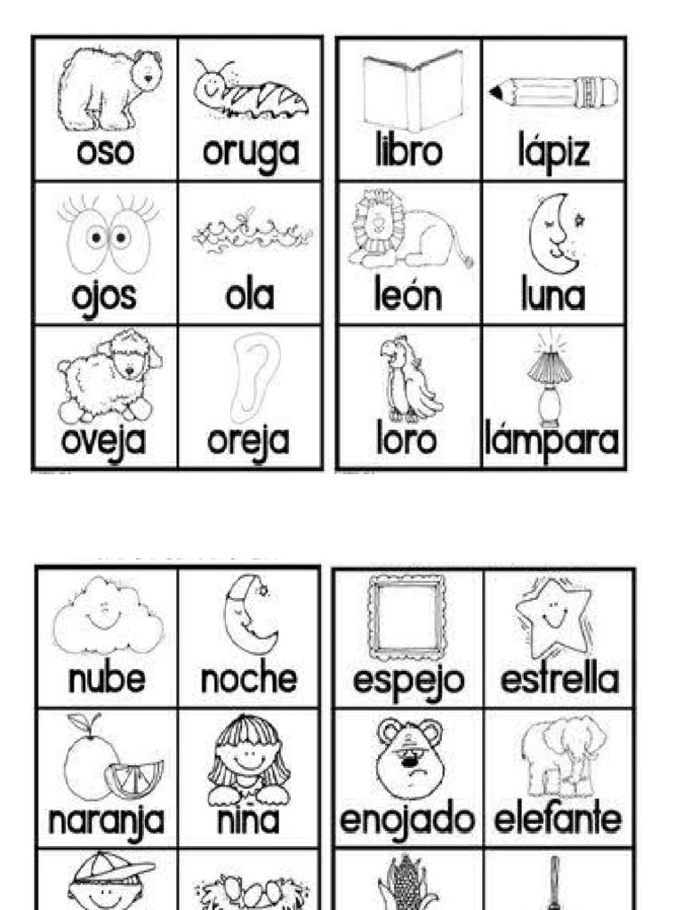 Loteria Imagenes y Palabras Abecedario | PDF