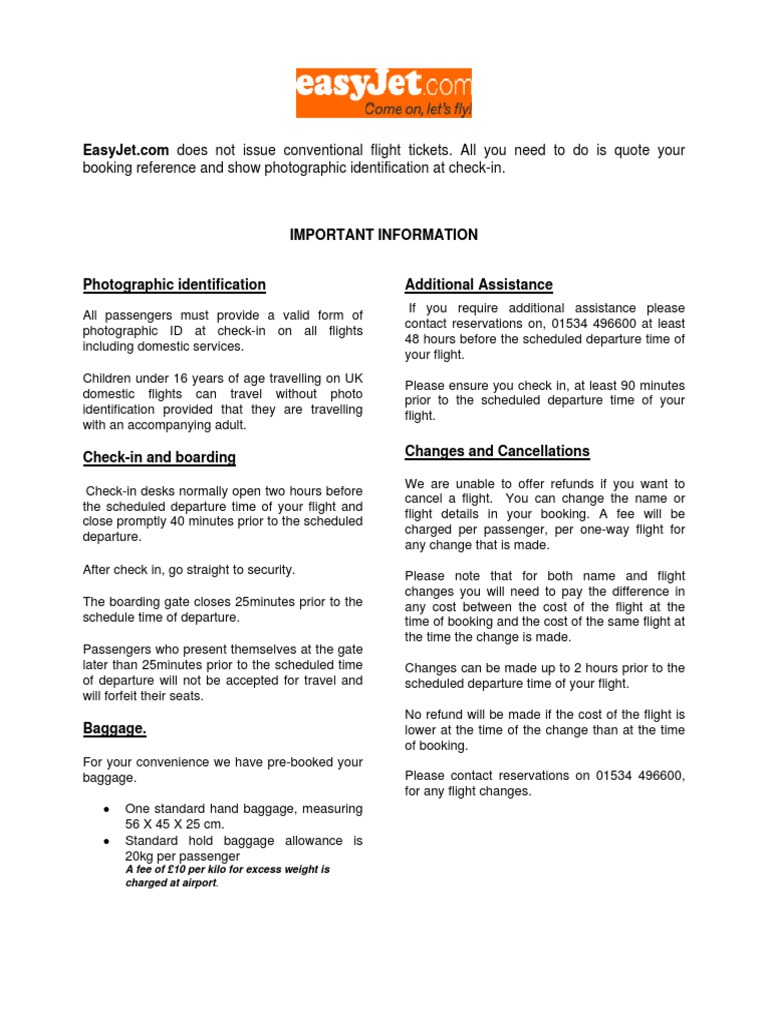 Easyjet Information | PDF