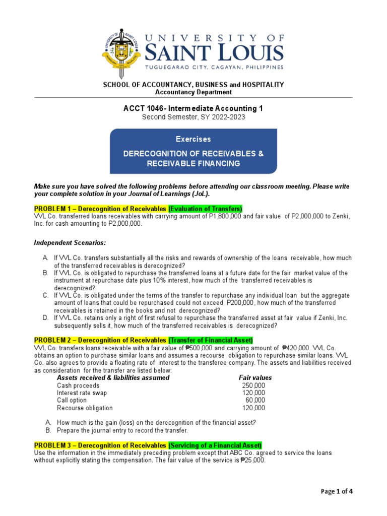 Exercises Receivable Financing | PDF