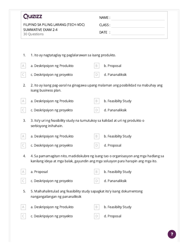 Filipino Sa Piling Larang (Tech-Voc) Summative Exam 2-4 | PDF