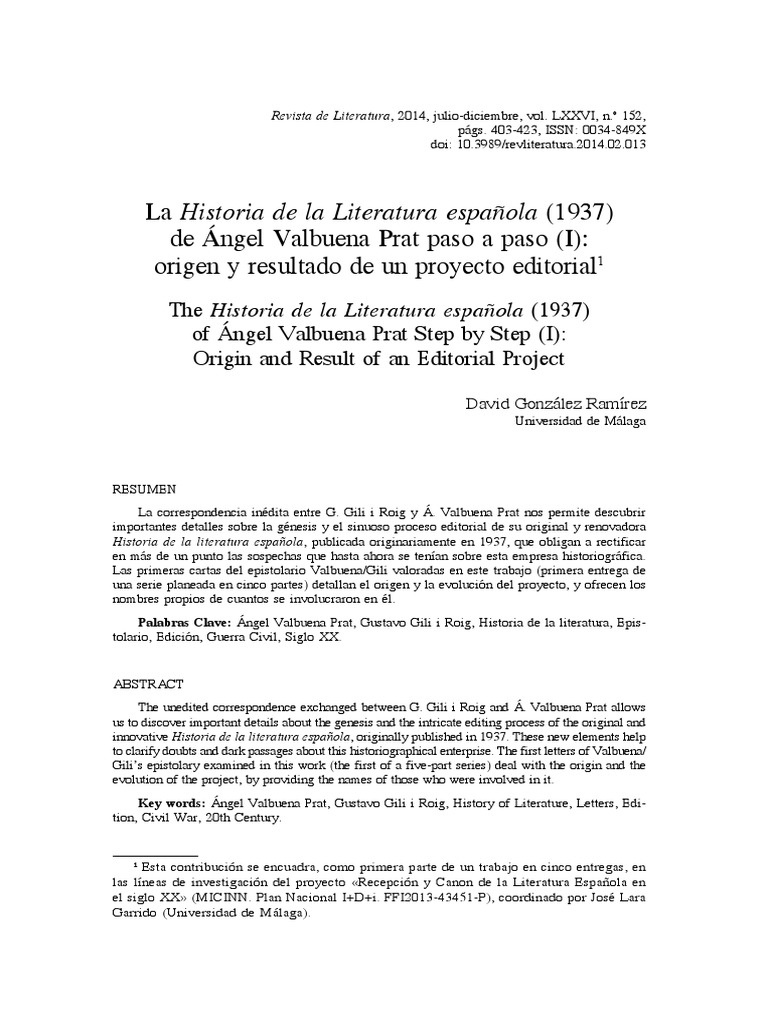 La Historia de La Literatura Espanola 1937 de Ange | PDF | España ...