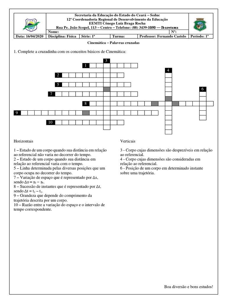 Cruzadinha - Cinematica | PDF