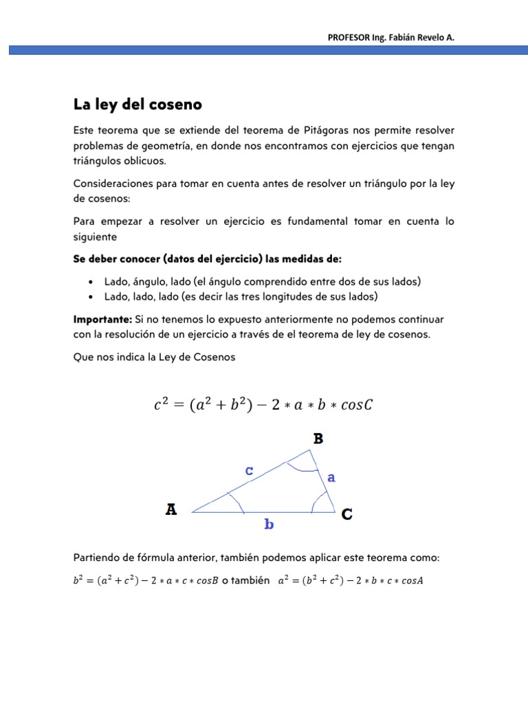 La Ley Del Coseno | PDF