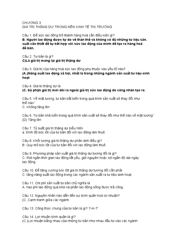 TRẮC NGHIỆM KTCT | PDF