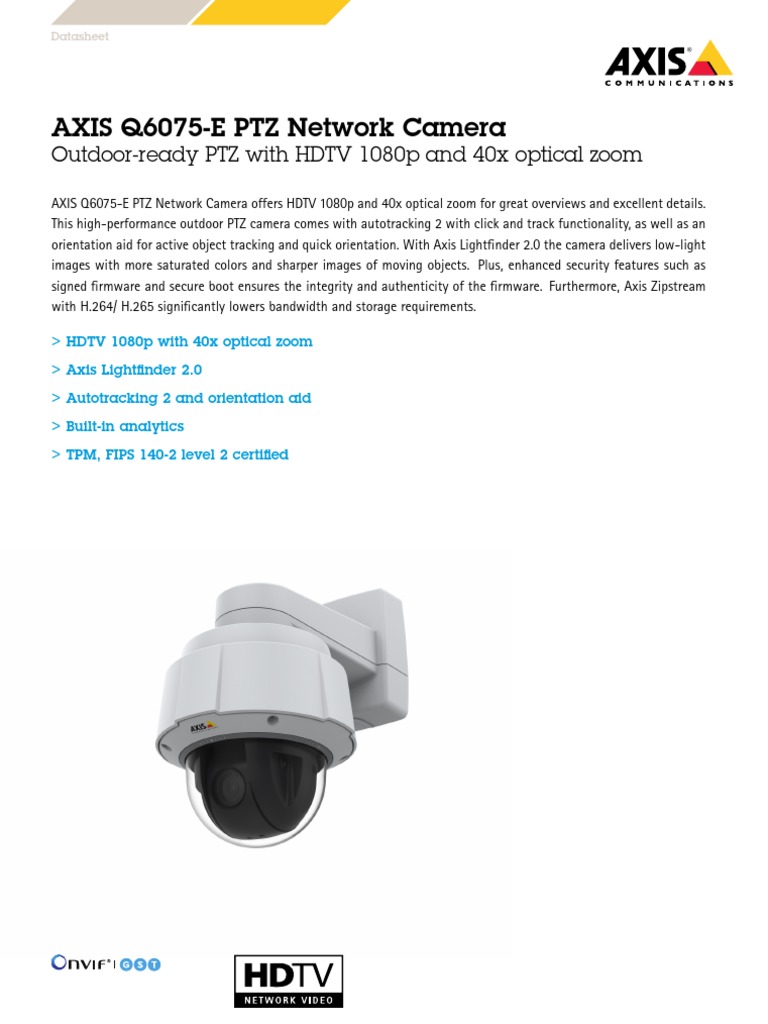 Datasheet Axis q6075 e PTZ Network Camera en US 388275 | PDF ...