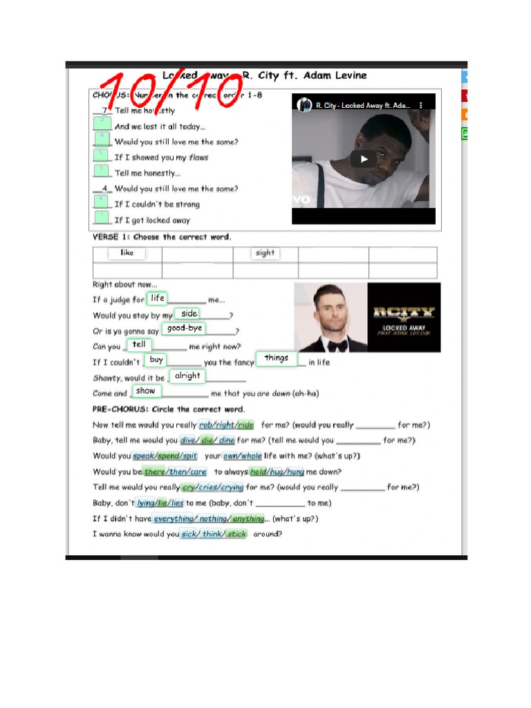 Locked Away Song | PDF