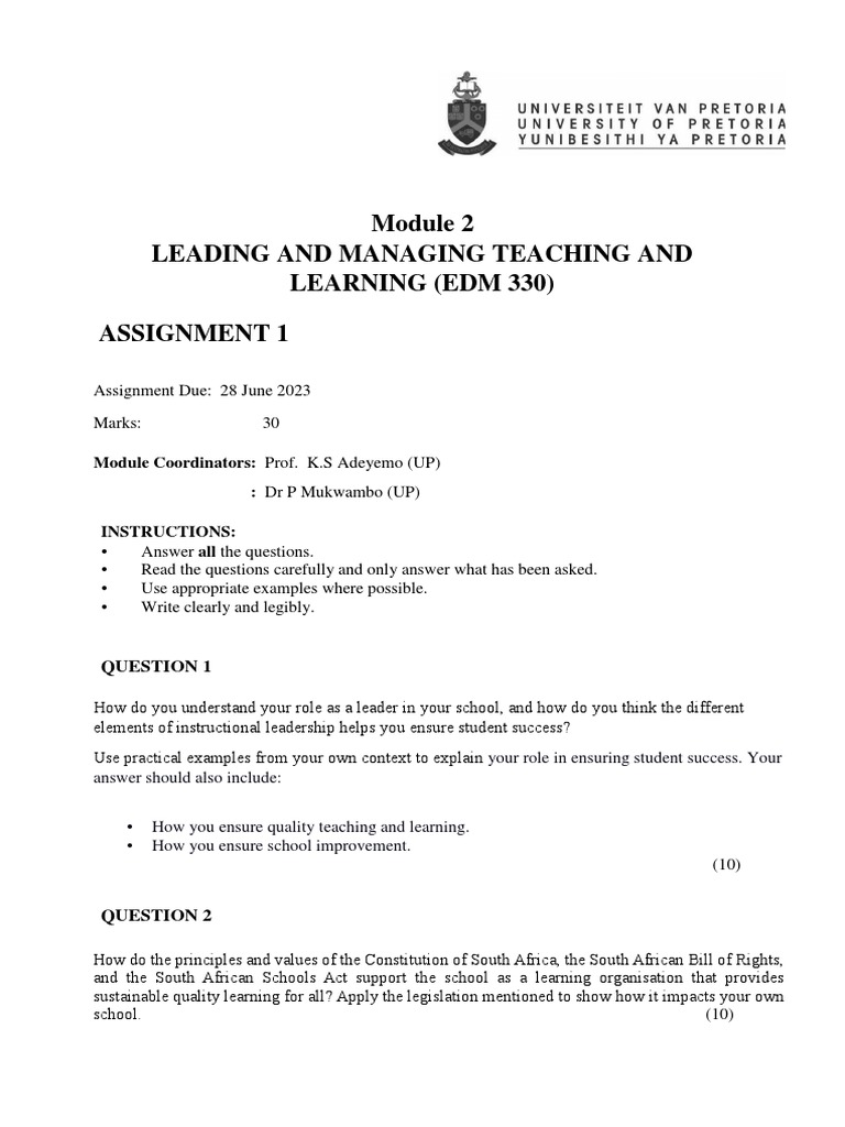 Assignment 1: Leadership in Education | PDF | Career & Growth | Science ...