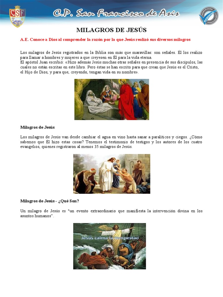 Milagros de Jesús: Signos de Fe | PDF | Jesús | Milagro
