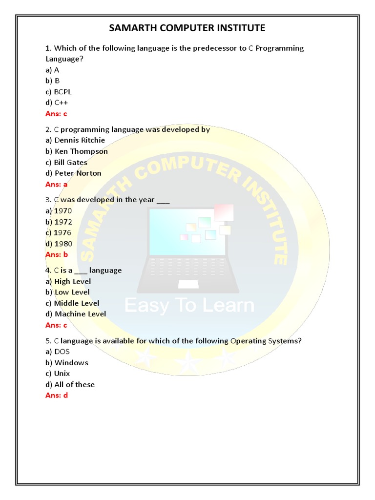 C Question Bank | PDF