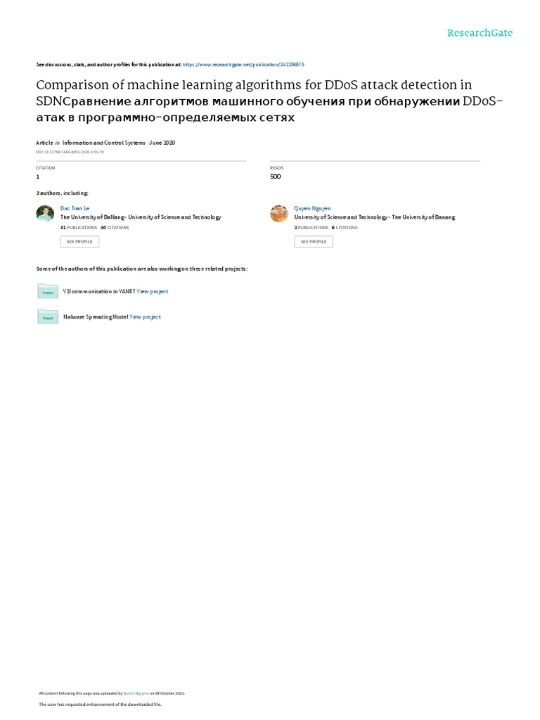 Comparison of Machine Learning Algorithms For DDoS | PDF | Receiver Operating Characteristic ...