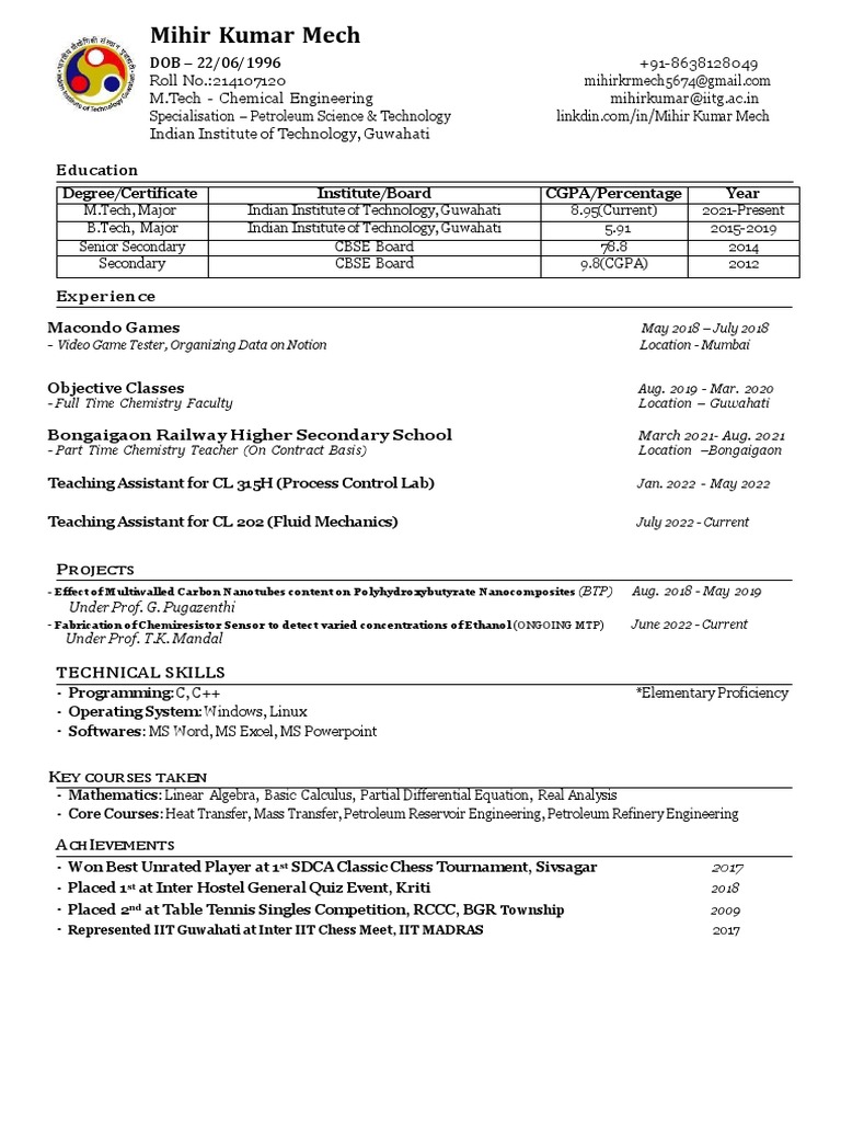 Mihir Kumar Mech ( RESUME) | PDF