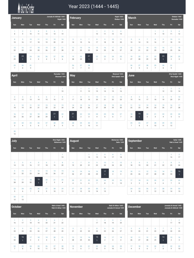 Monthly Islamic Calendar | PDF | Semitic Words And Phrases