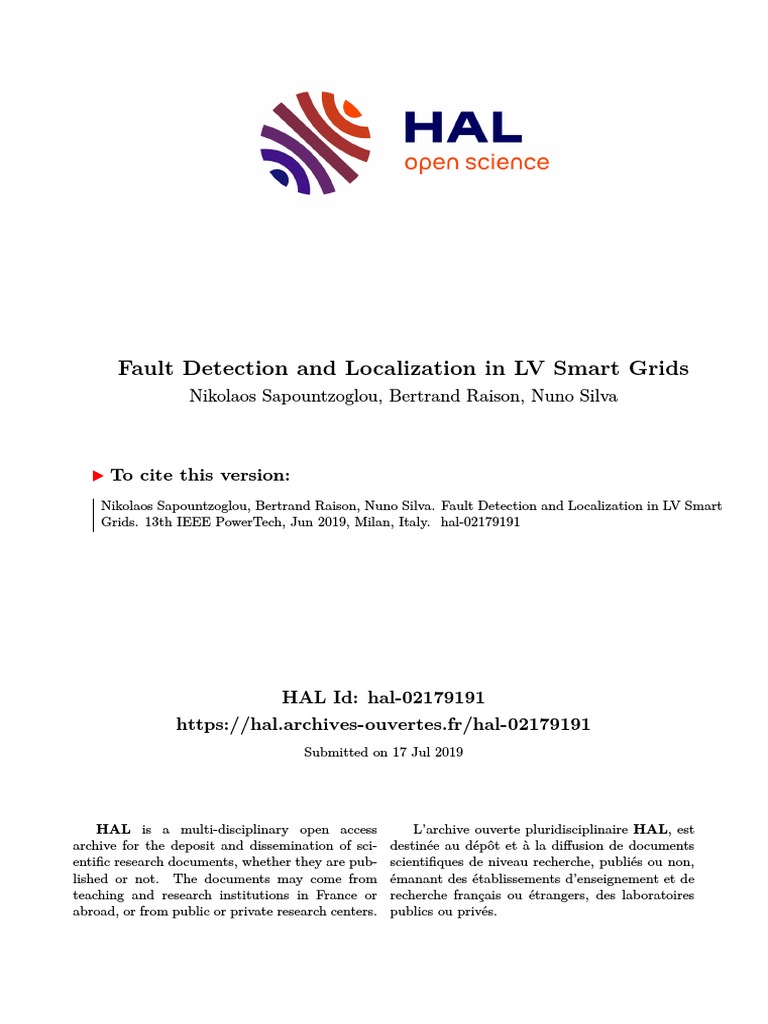Fault Detection And Localization In Lv Smart Grids Pdf