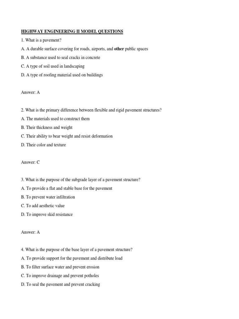 Highway Engineering II Sample Question | PDF