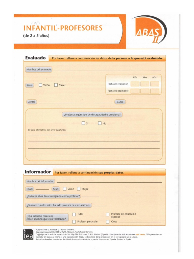 Abas Ii Infantil-Profesores (De 2 A 5 Años) | PDF