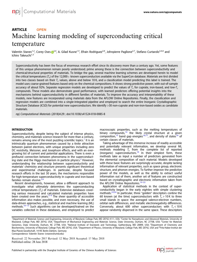 Stanev | PDF | Superconductivity | Machine Learning