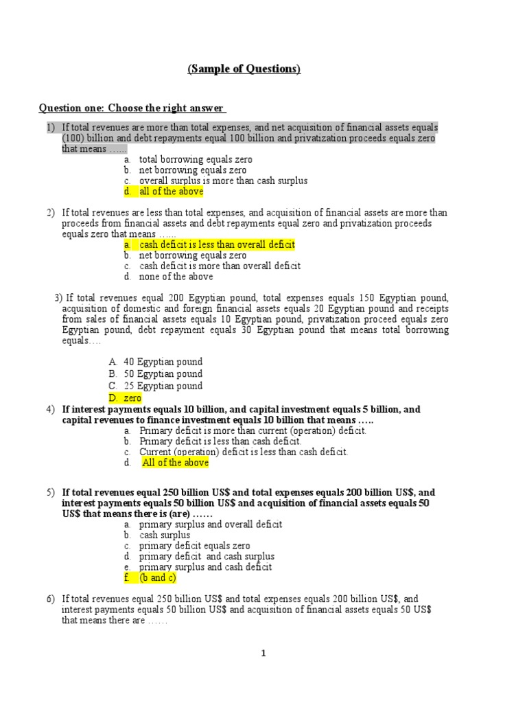Sample of Questions With Answers | Download Free PDF | Government ...