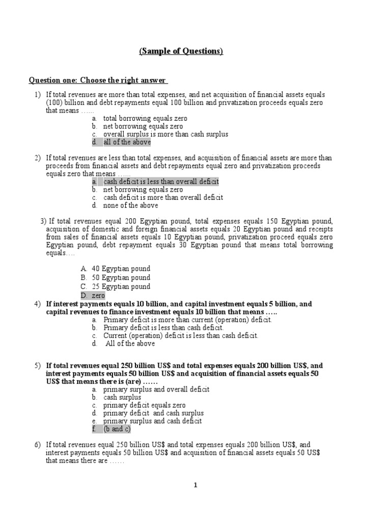 Sample of Questions | PDF