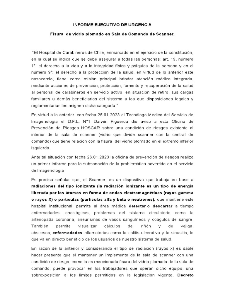 4.-INFORME RAYOS ente tecnico (firmado) | PDF | Radiación ionizante | Hospital