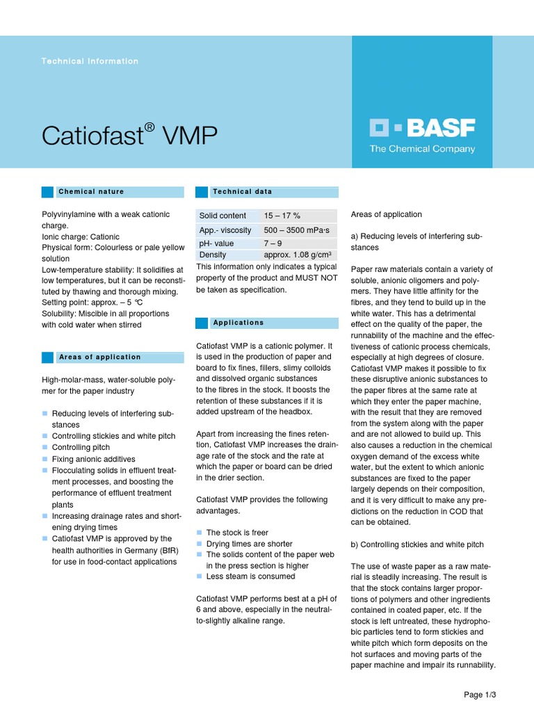 Catiofast VMP TI. en | PDF | Paper | Solubility